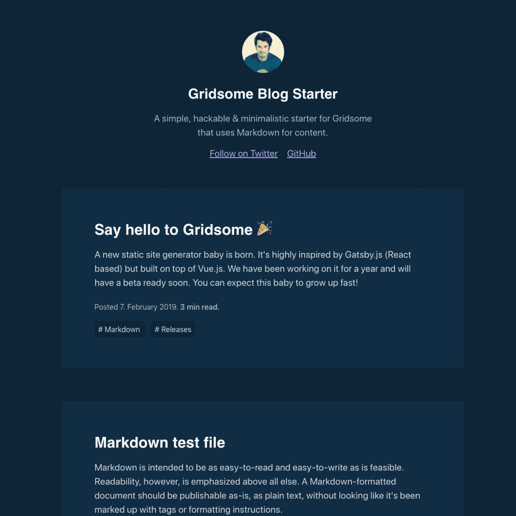 Gridsome Blog Starter - Gridsome